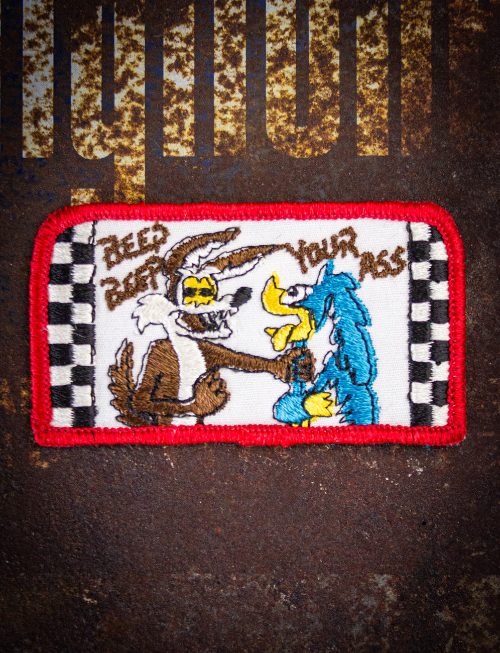70s Beep Beep Your Ass Rectangular Patch – Black Shag Vintage