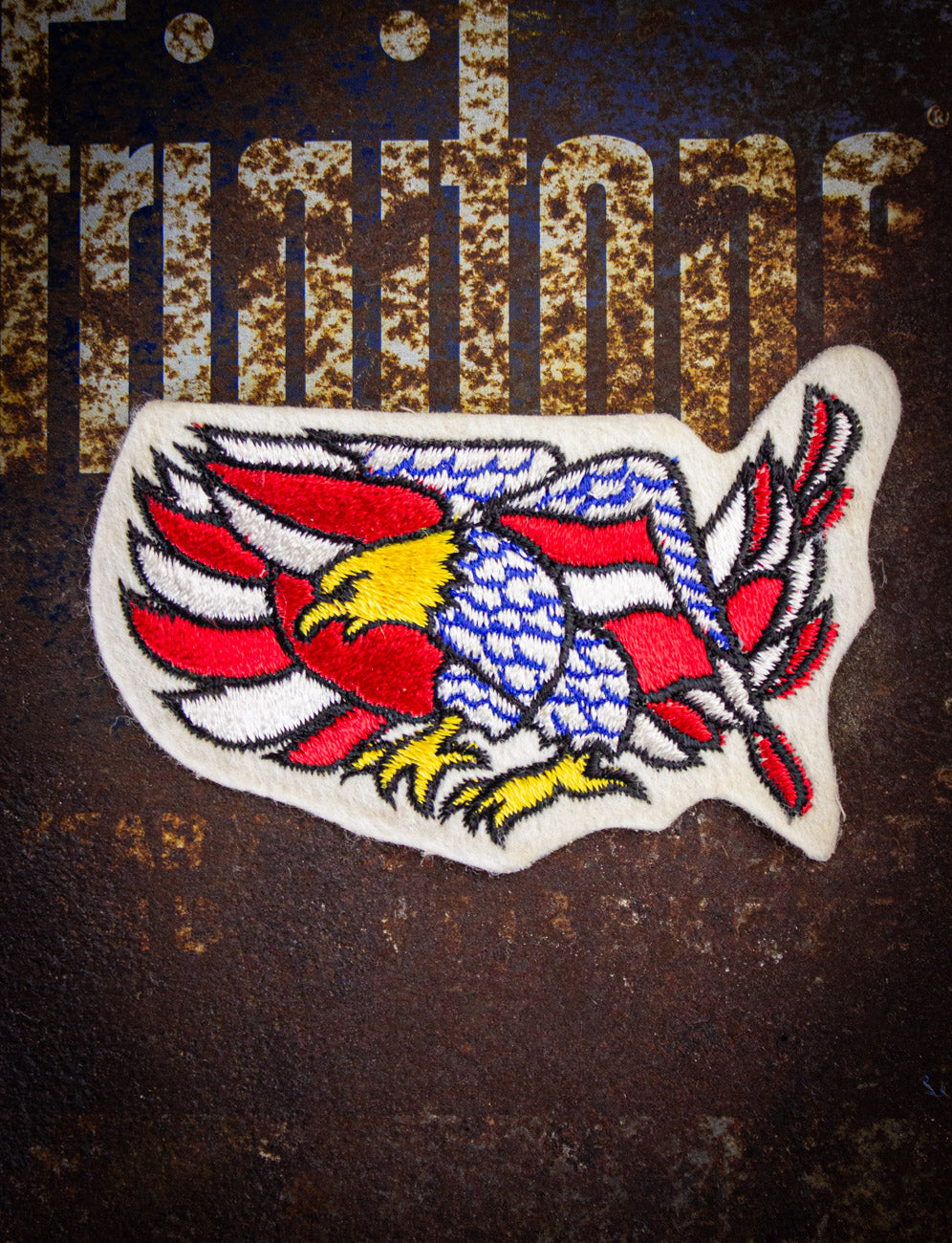 70s Eagle In Flight Patch – Black Shag Vintage