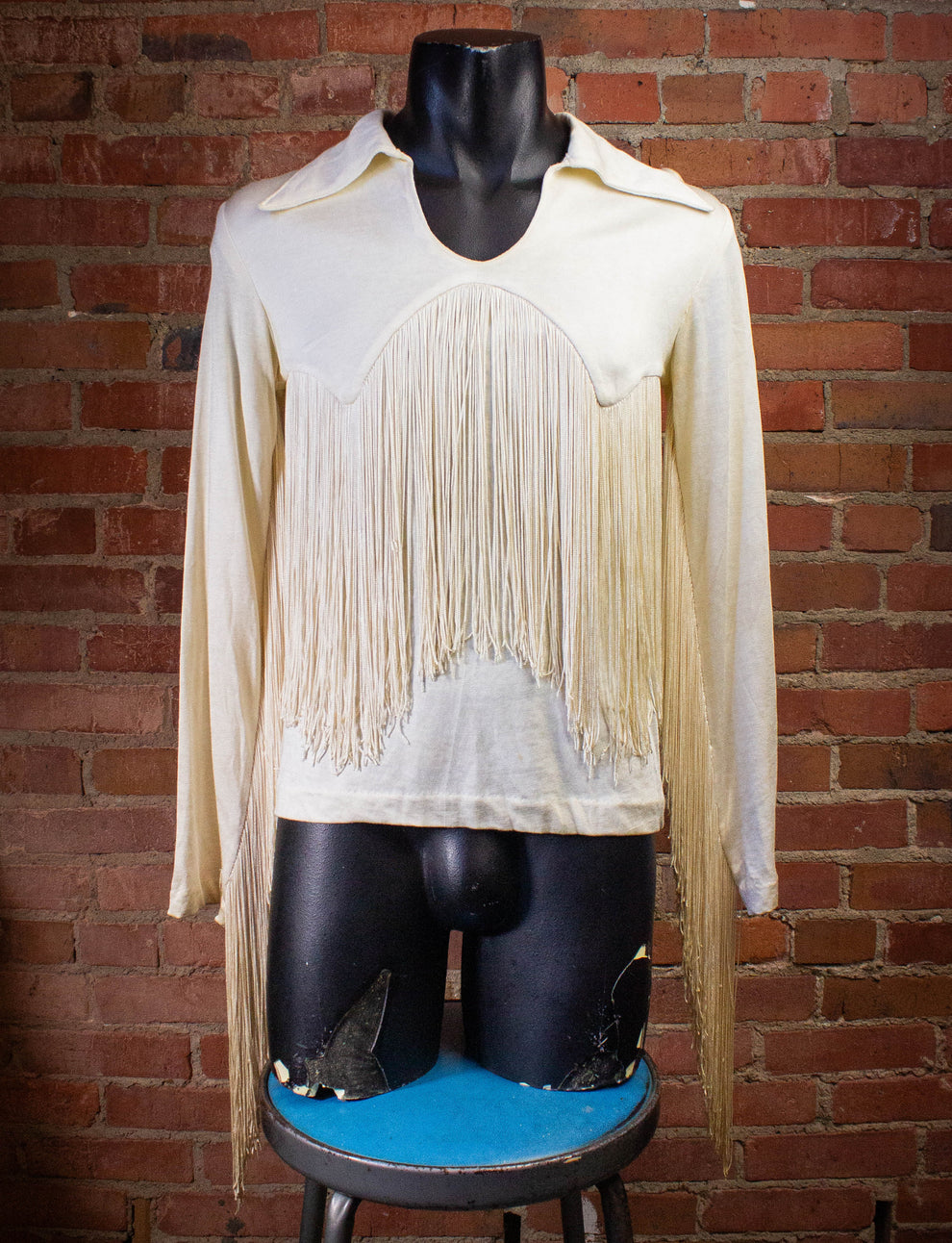 Vintage 70s Cream Fringe Shirt Small Ozzy Black Sabbath – Black Shag ...