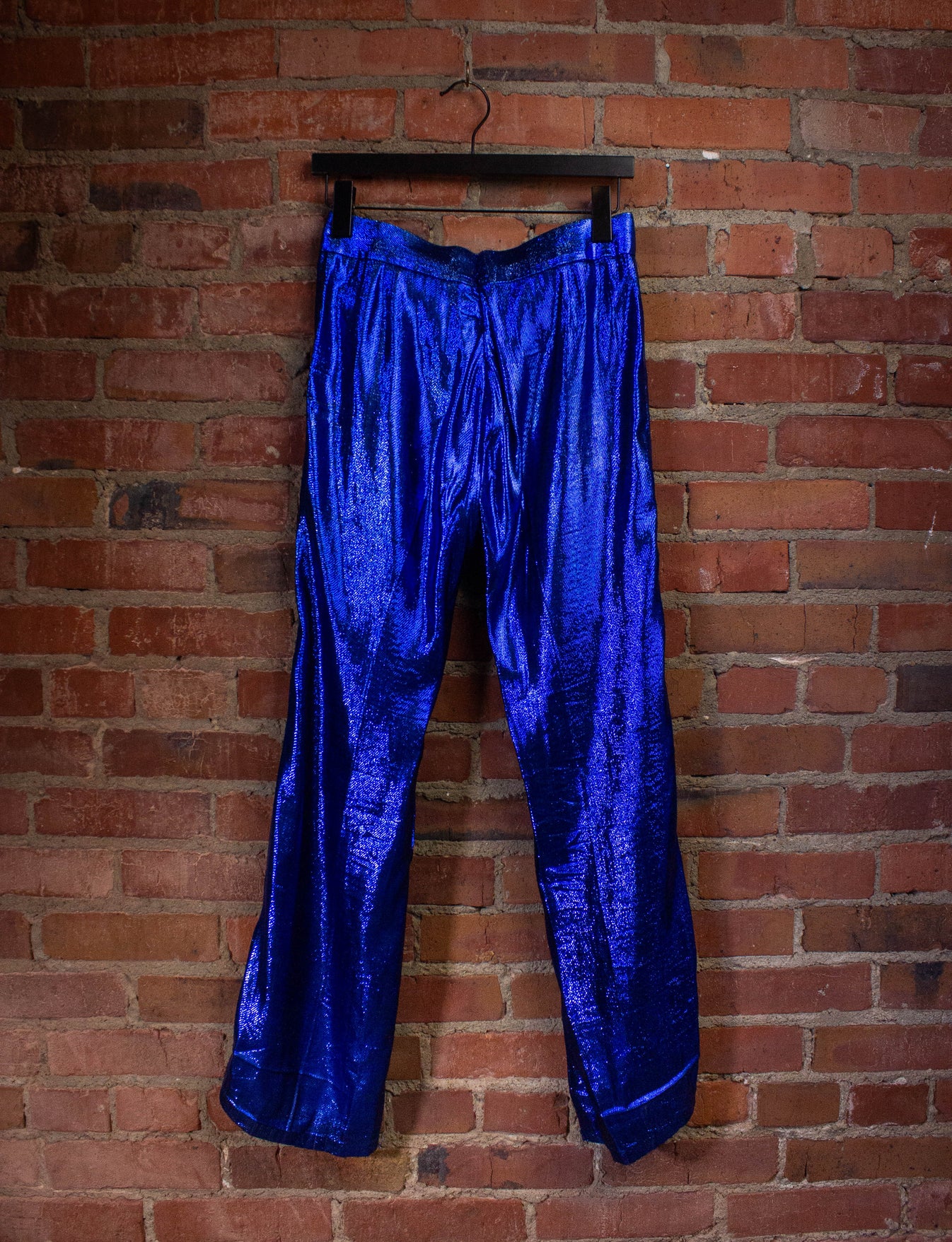 Vintage 70s Granny Takes A Trip Blue Lamé Pants 28x30 – Black Shag Vintage