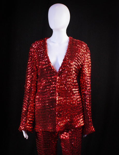 Vintage Jumping Jack Flash Red Sequin Suit 70s Medium – Black Shag Vintage