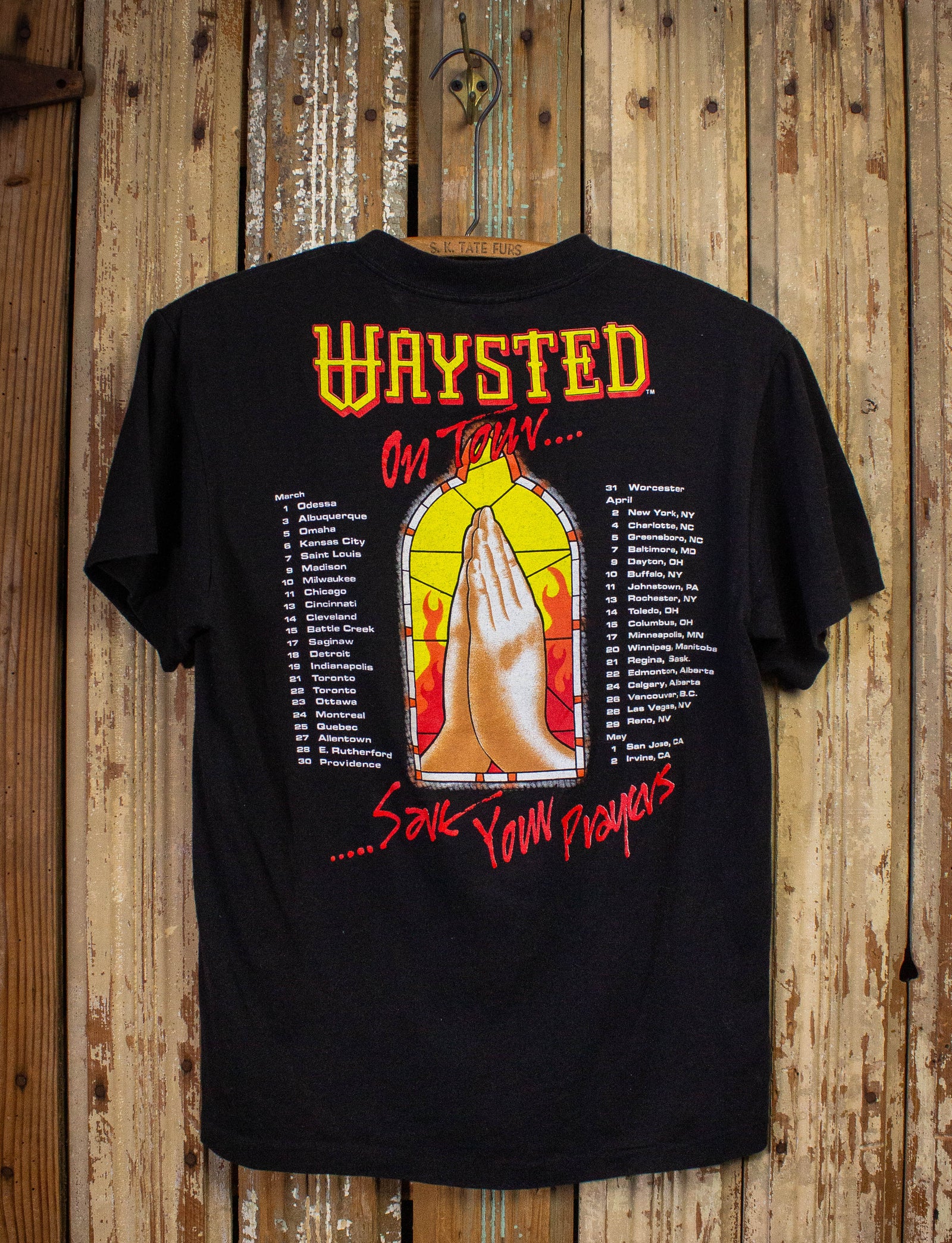 Vintage Waysted Save Your Prayers Concert T Shirt 1986 Black Small ...