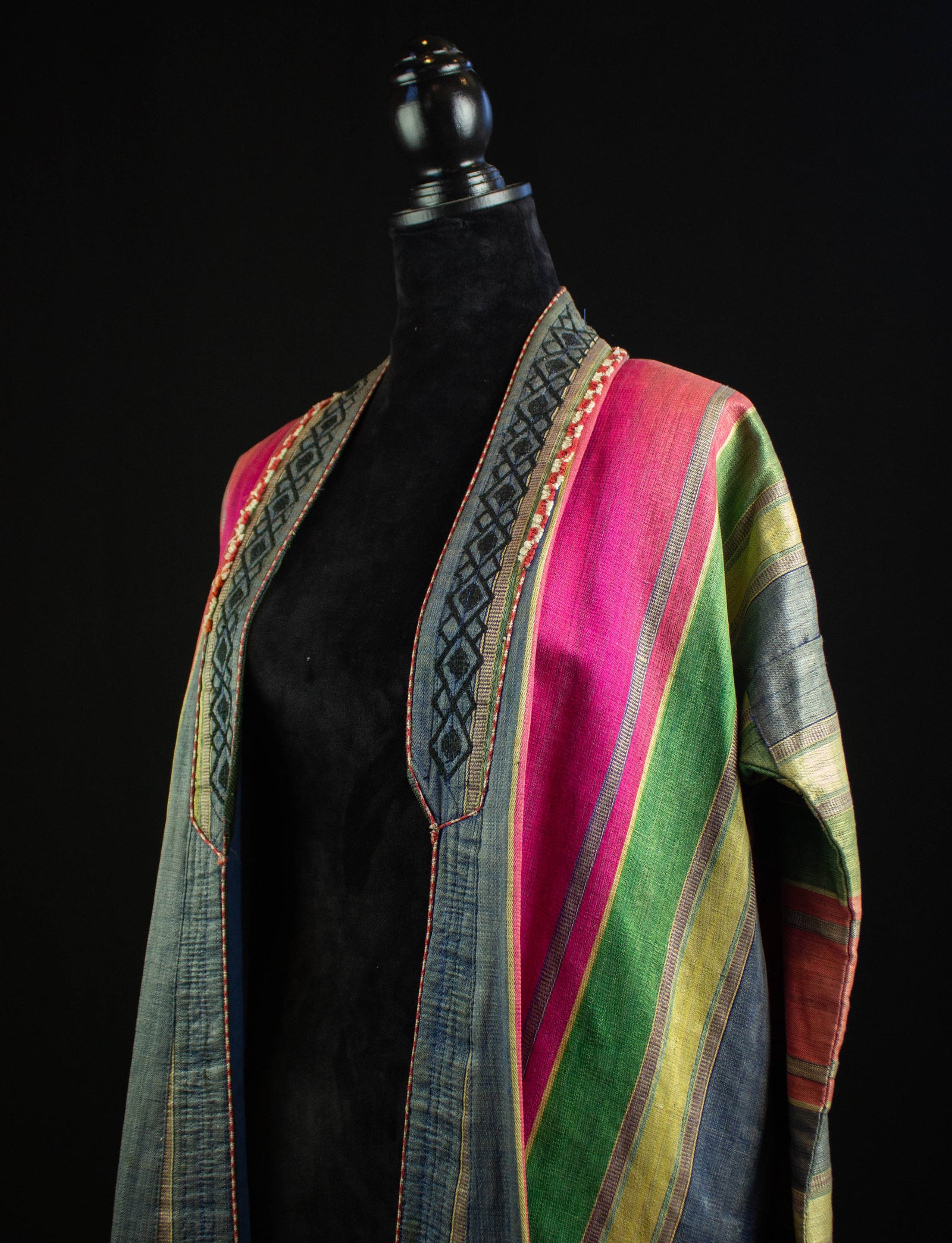 Vintage Ethnic Multicolor Striped Robe 40s Medium-Large – Black Shag ...
