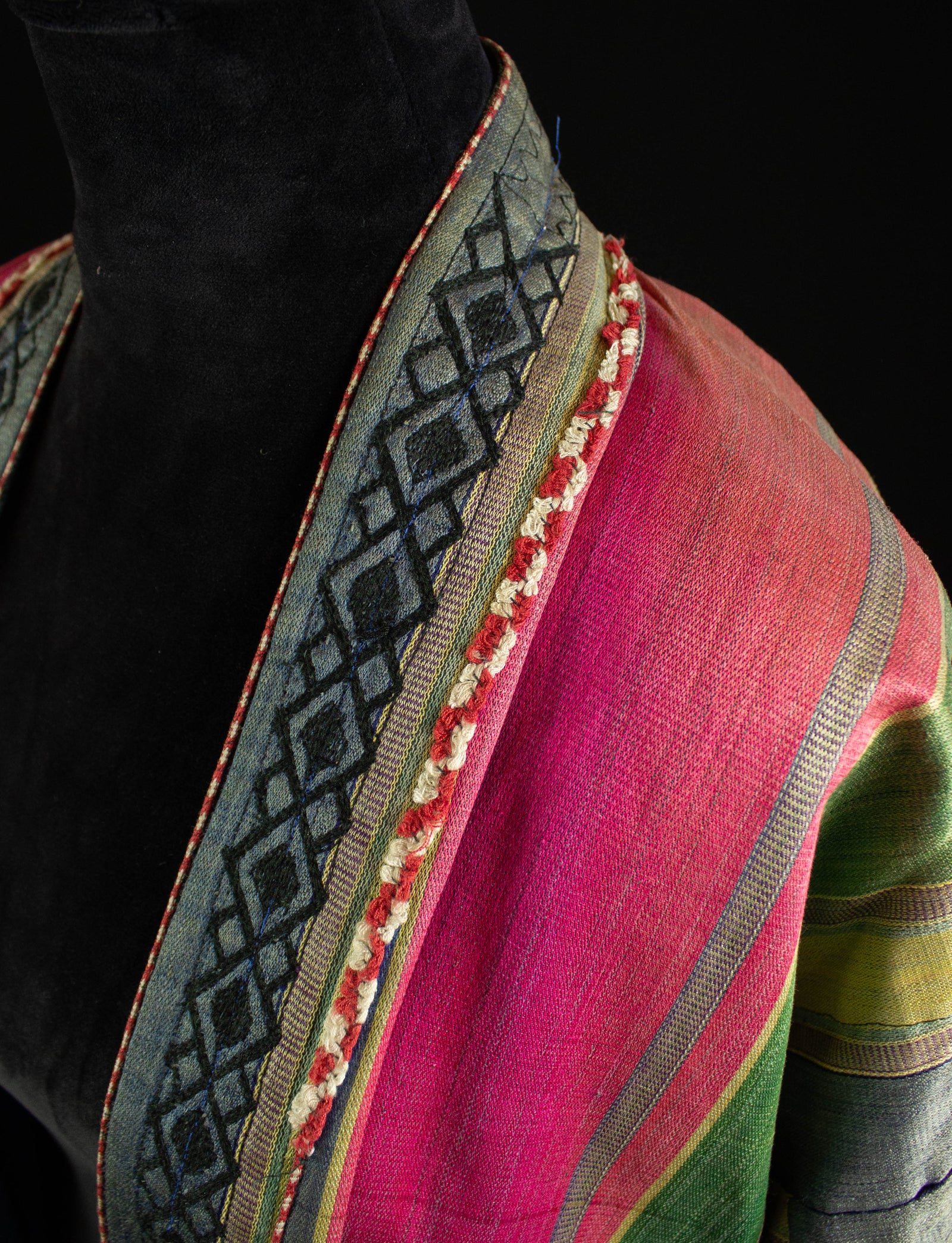 Vintage Ethnic Multicolor Striped Robe 40s Medium-Large – Black Shag ...