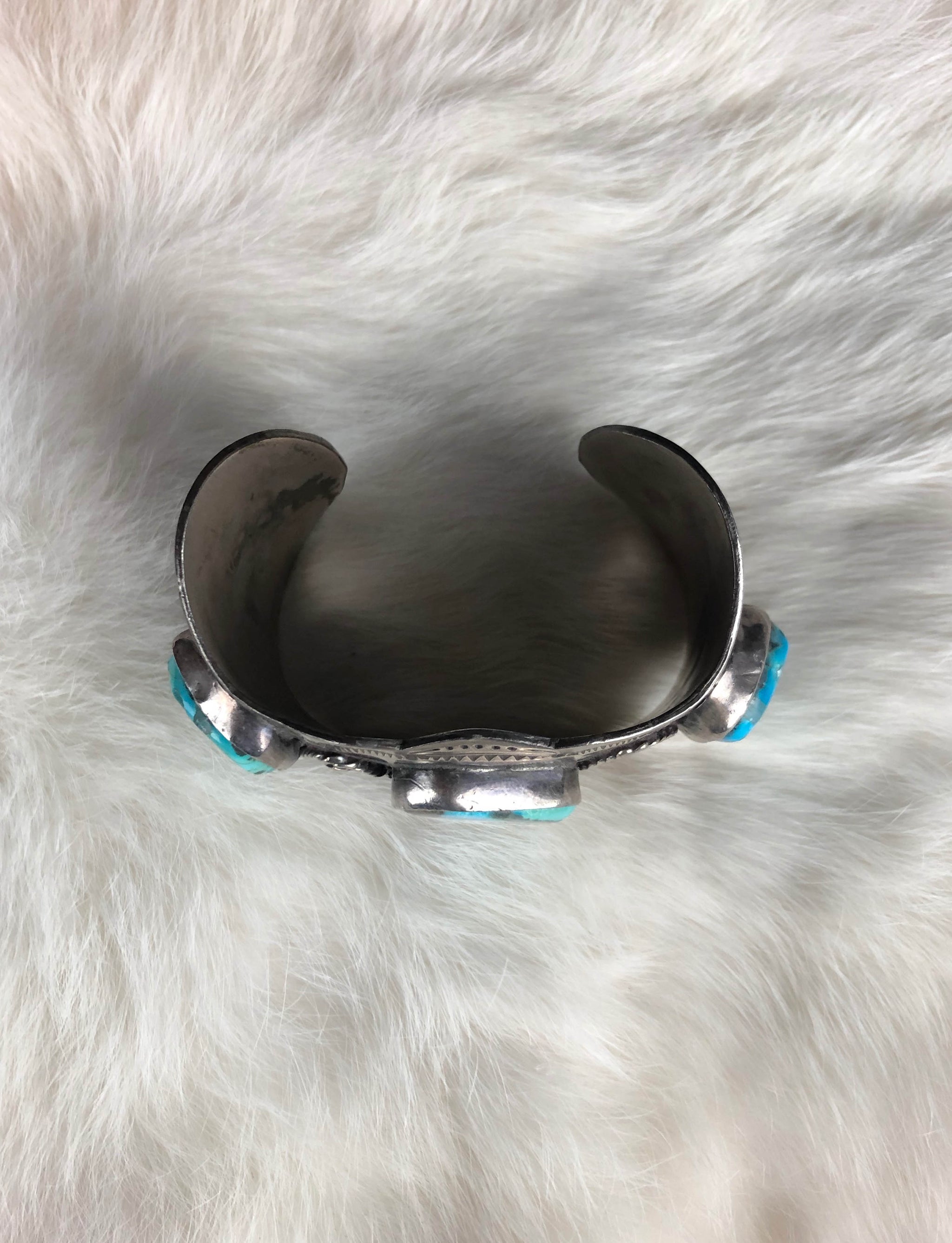 Vintage Sterling Silver Triple Turquoise Cuff Bracelet – Black Shag Vintage